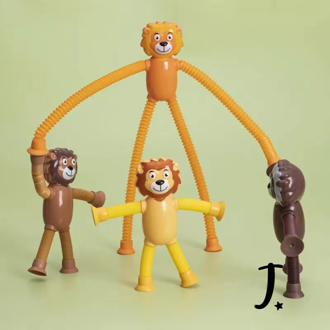 Bendy telescopic toy with suction hands and feet - Lion