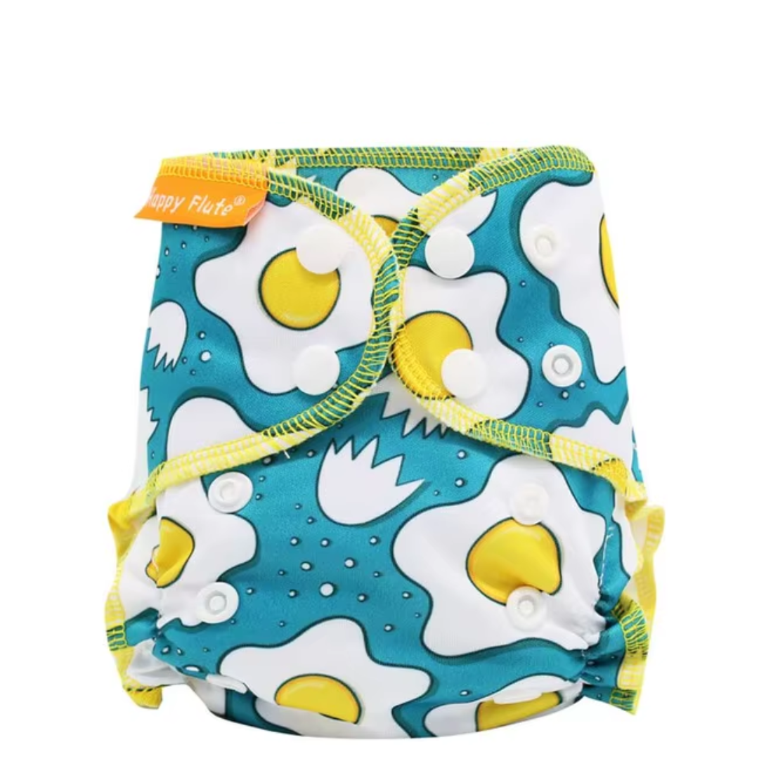 Newborn Happy Flute reusable cloth diaper, ALL-IN-ONE, Egg