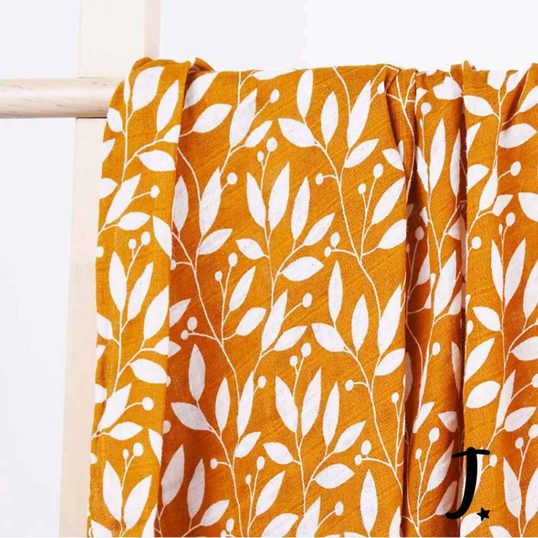 100% cotton muslin blanket - Mustard leaves